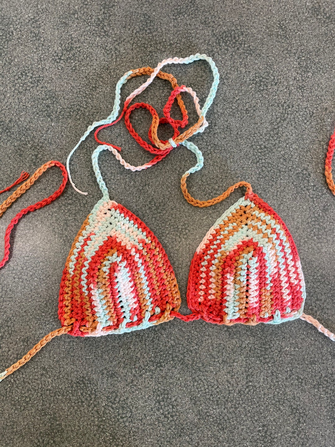 100% Cotton Sunset Crochet String Bikini Top - Etsy