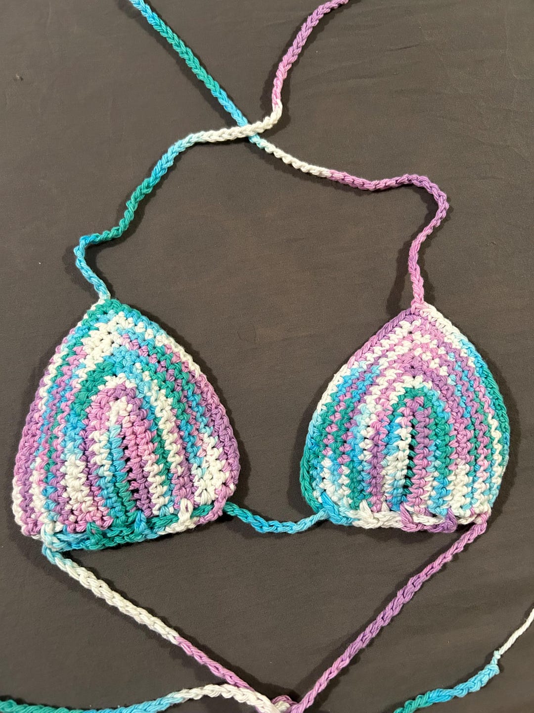 100% Cotton Pastel Crochet String Bikini Top - Etsy
