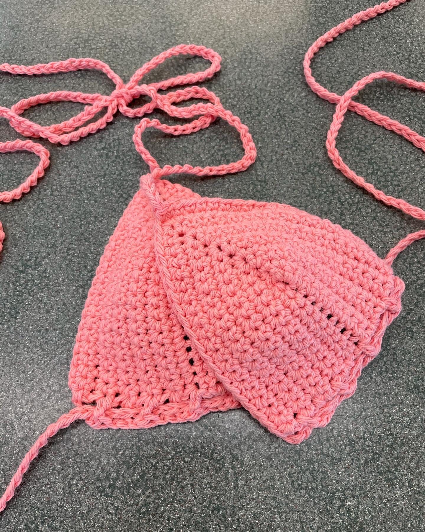 100% Cotton Coral Crochet String Bikini Top - Etsy