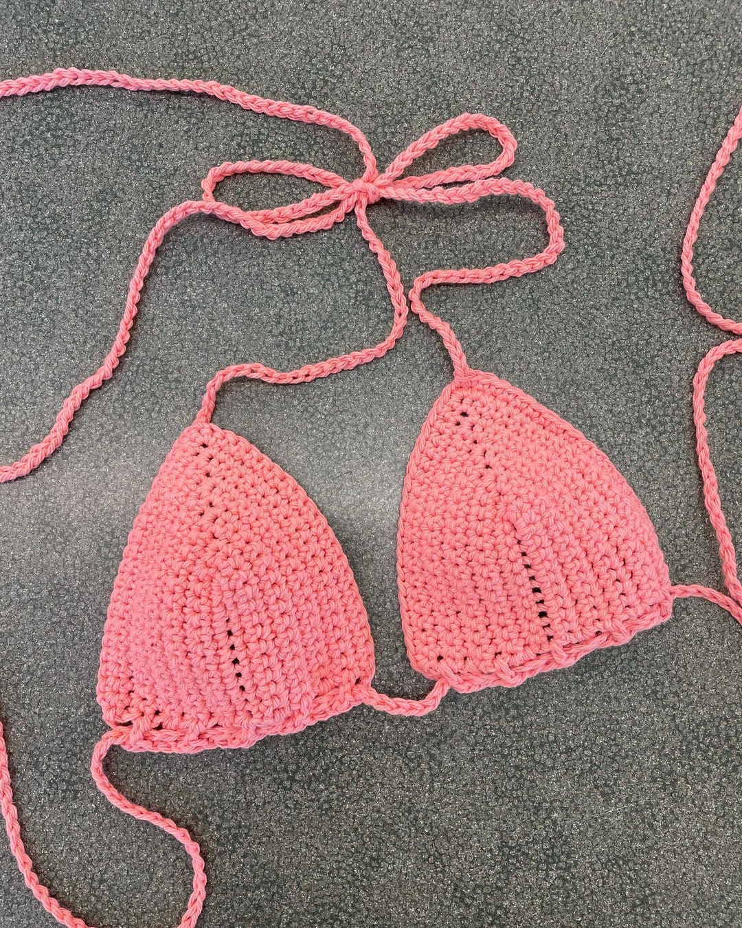 100% Cotton Coral Crochet String Bikini Top - Etsy