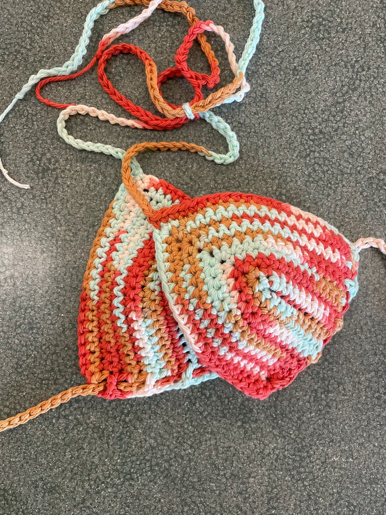 100% Cotton Sunset Crochet String Bikini Top - Etsy