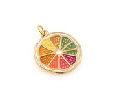 18K Gold Filled Enamel Lemon Slice Pendant Colorful Lemon - Etsy