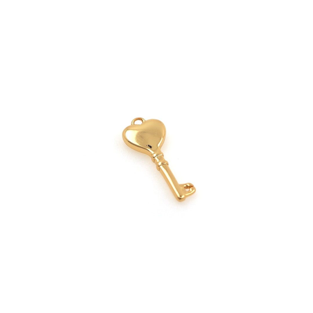 Heart Key Pendant, 18K Gold Filled Key Charm, Heart Key Necklace ...