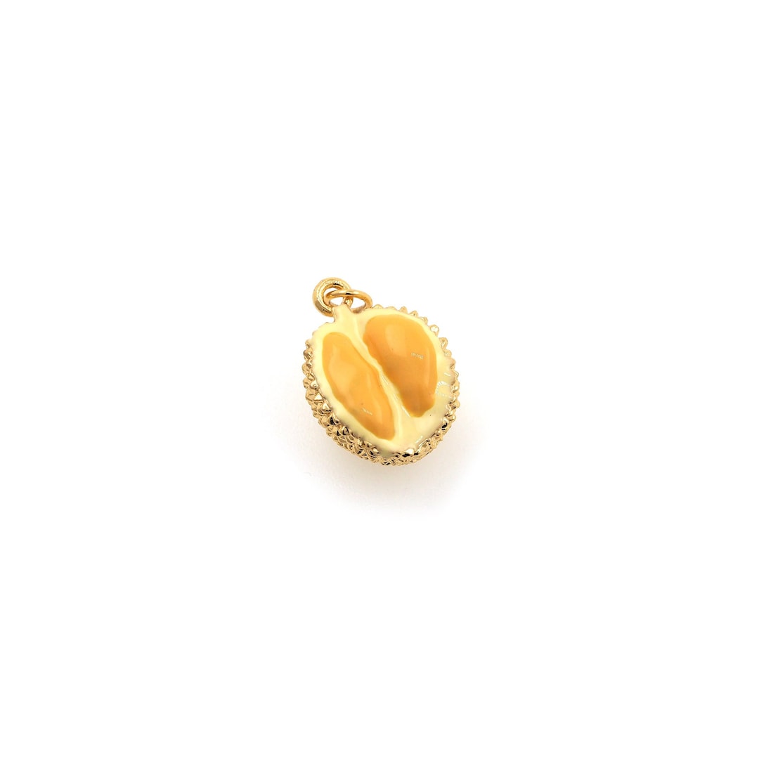 18K Gold Filled Durian Pendant, Cute Fruit Charm, Enamel Durian Jewelry ...
