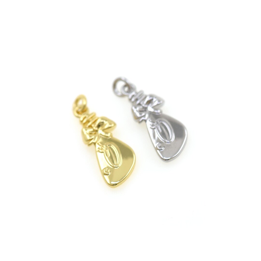 Gold and Silver Lucky Money Bag Charms With Engraved Coin Design for ...