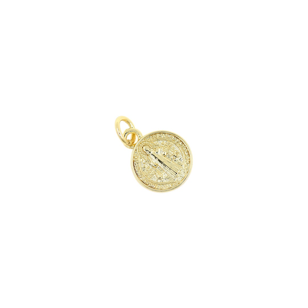 18K Gold Plated Round Gold Coin Pendant, Religious Jewelry, Virgin Mary ...