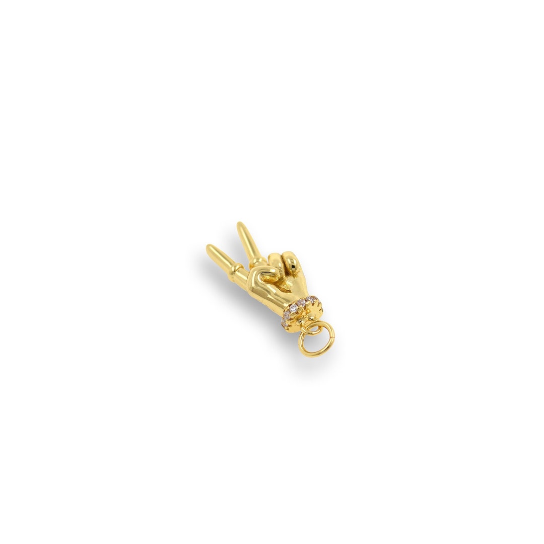 18K Gold Filled Victory Hand Pendant, Victory Charm, Gesture Pendant ...