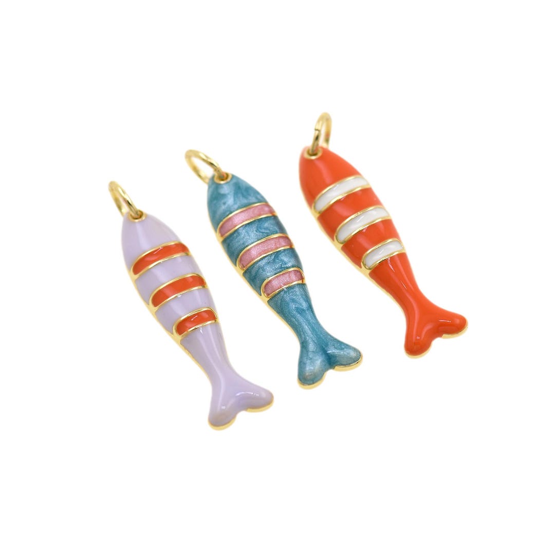 Cute Enamel Fish Pendant Charms in 18K Gold Filled Style for DIY ...