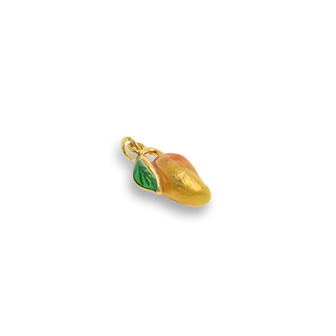 18K Gold Filled Mango Pendant, Enamel Mango Necklace, Fruit Pendant ...
