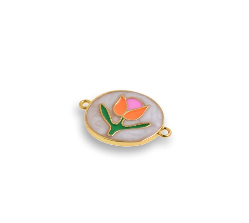 18K Gold Filled Round Plant Connector, Tulip Connector, Tulip Charm ...
