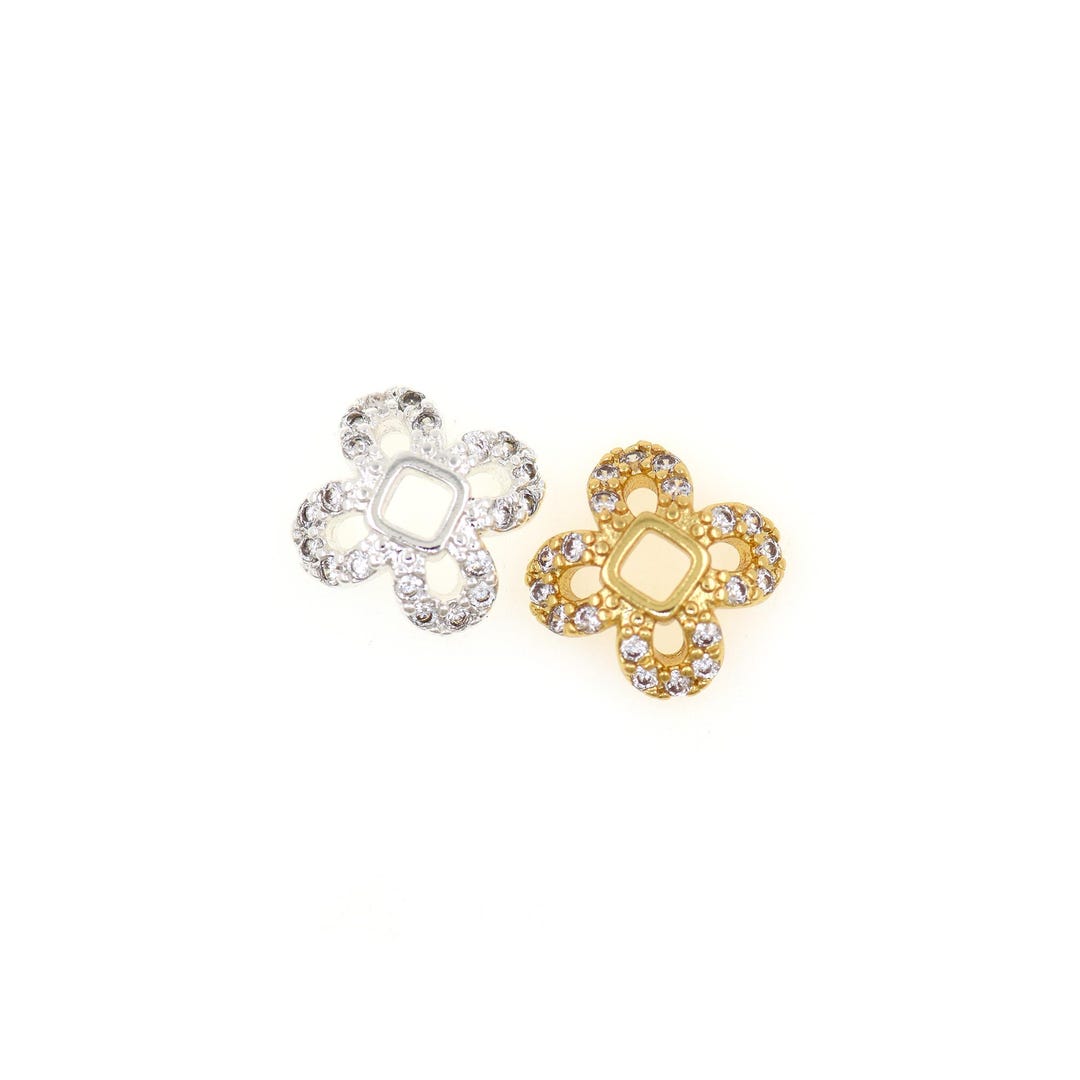 Elegant Four Leaf Flower Bead Cap Connector Spacer for DIY Jewelry ...