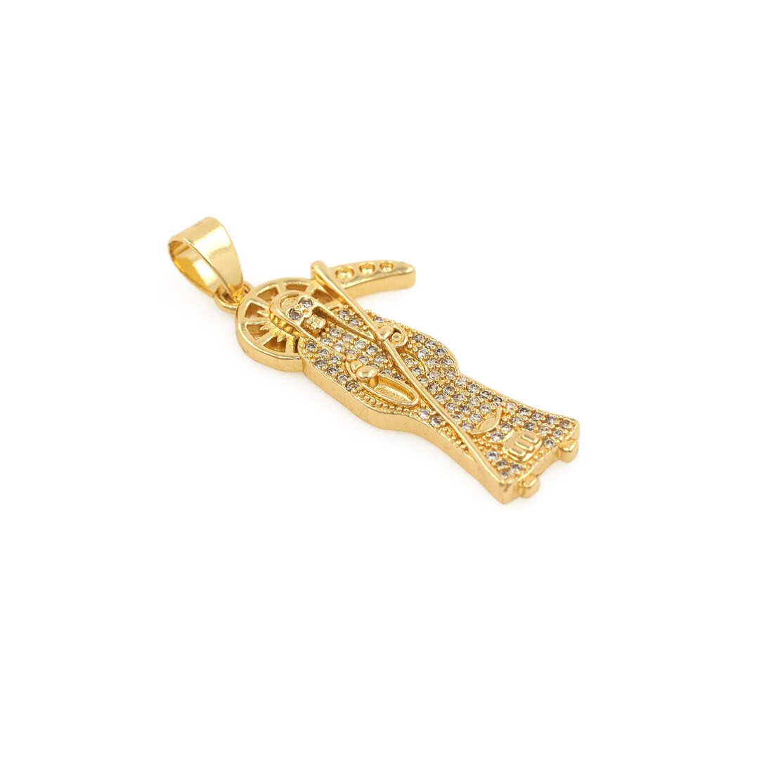 Micropavé CZ Reaper Pendant, Reaper Charm, 18K Gold Filled Death Charm ...