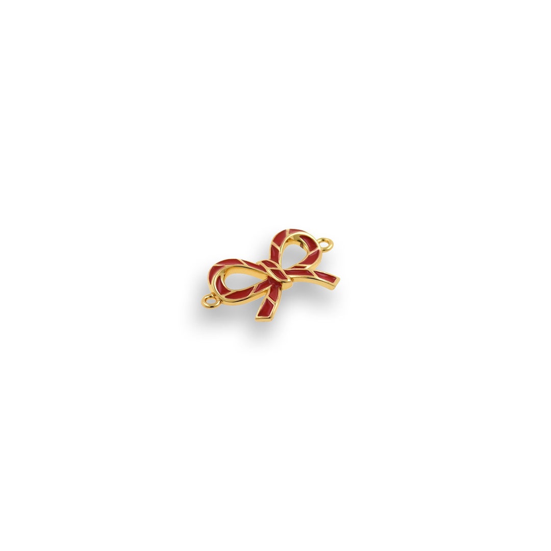 Bow Connector, 18K Gold Filled Bow Enamel Jewelry, Bow Charm, Bow ...