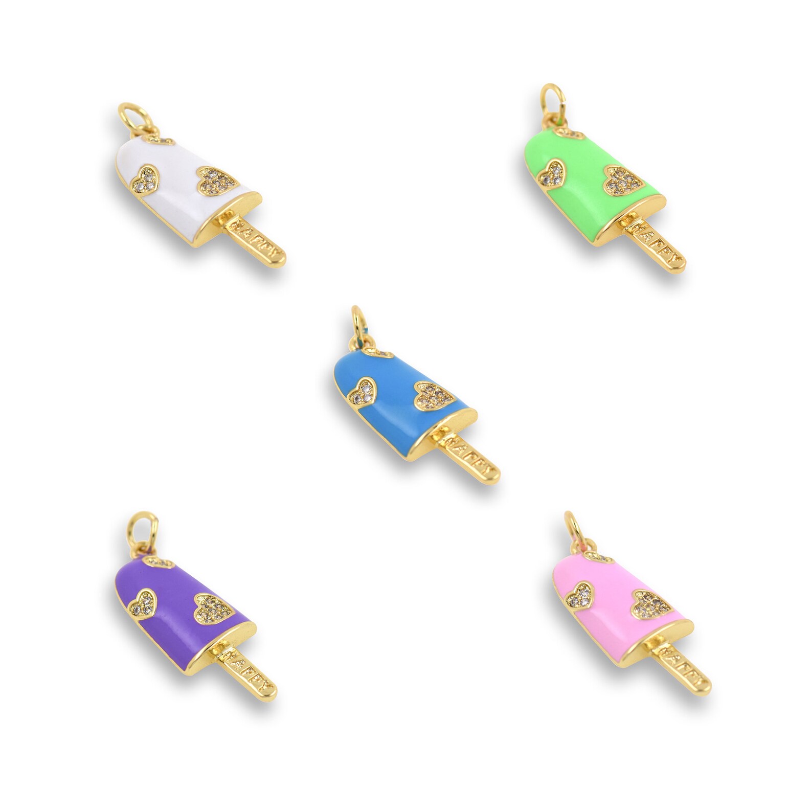 18K Gold Filled Ice Cream Pendant, Micropavé CZ Ice Cream Necklace ...