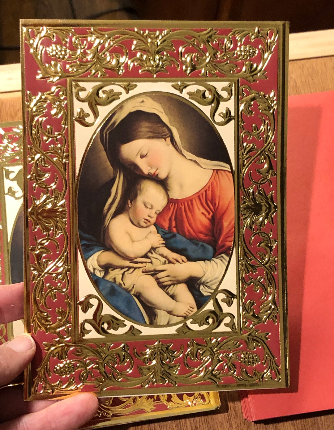 Set of 19 PAPER MAGIC Group Virgin & Child Gold Embossed Christmas ...