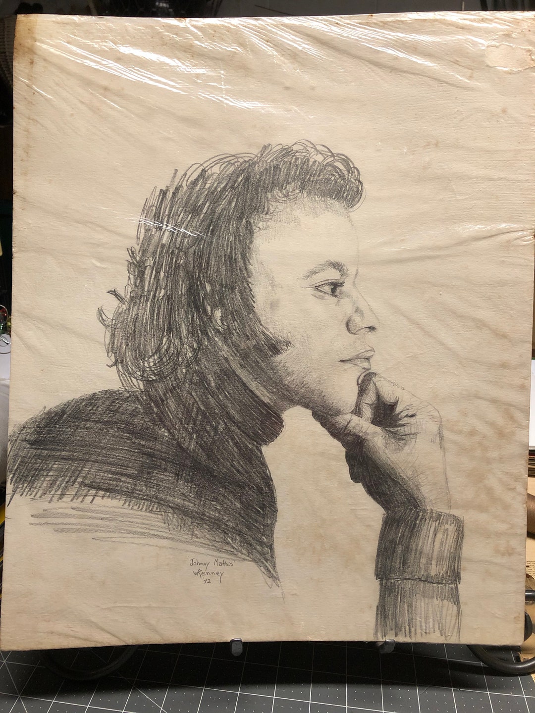Vintage 1972 Graphite Pencil Sketch Portrait of Johnny Mathis on Art ...