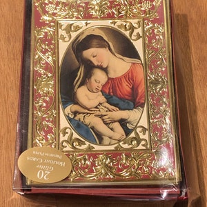 Set of 19 PAPER MAGIC Group Virgin & Child Gold Embossed Christmas ...