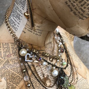 OOAK Assemblage Upcycled Artisan Statement Necklace Set meanderspring Asymmetric Eclectic ...