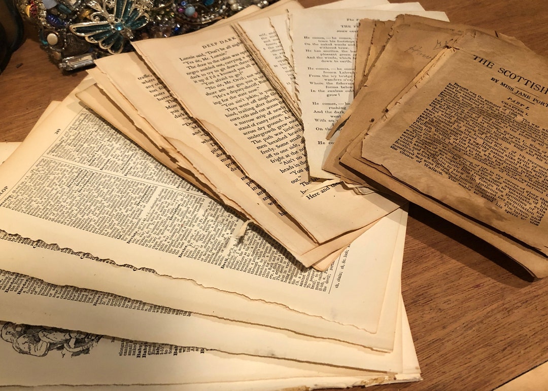 Large Vintage and Antique Book Pages Lot Random Mix From a Huge Stack ...