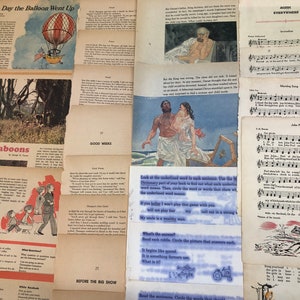 40 Pc Vintage Children's School/book Pages Paper Lot W ...