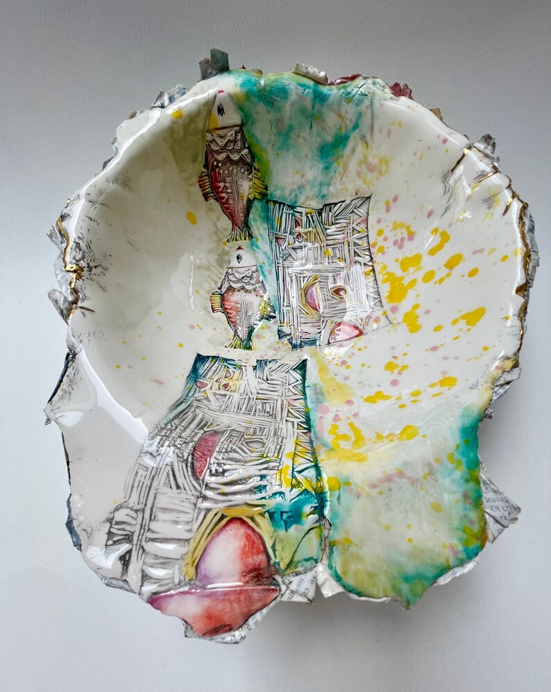 A Porcelain Bowl Hand Painted With Fish - Etsy