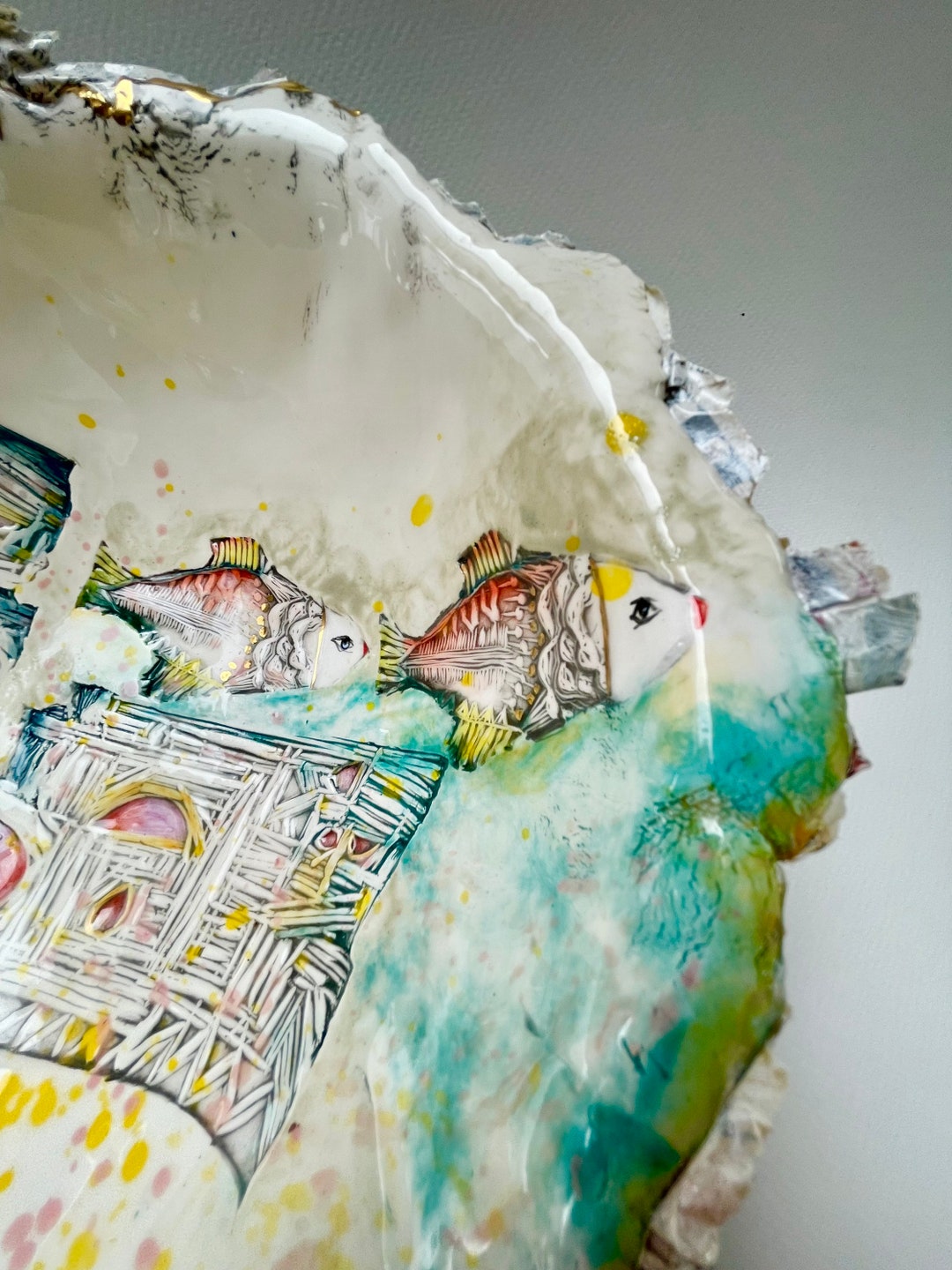 A Porcelain Bowl Hand Painted With Fish - Etsy