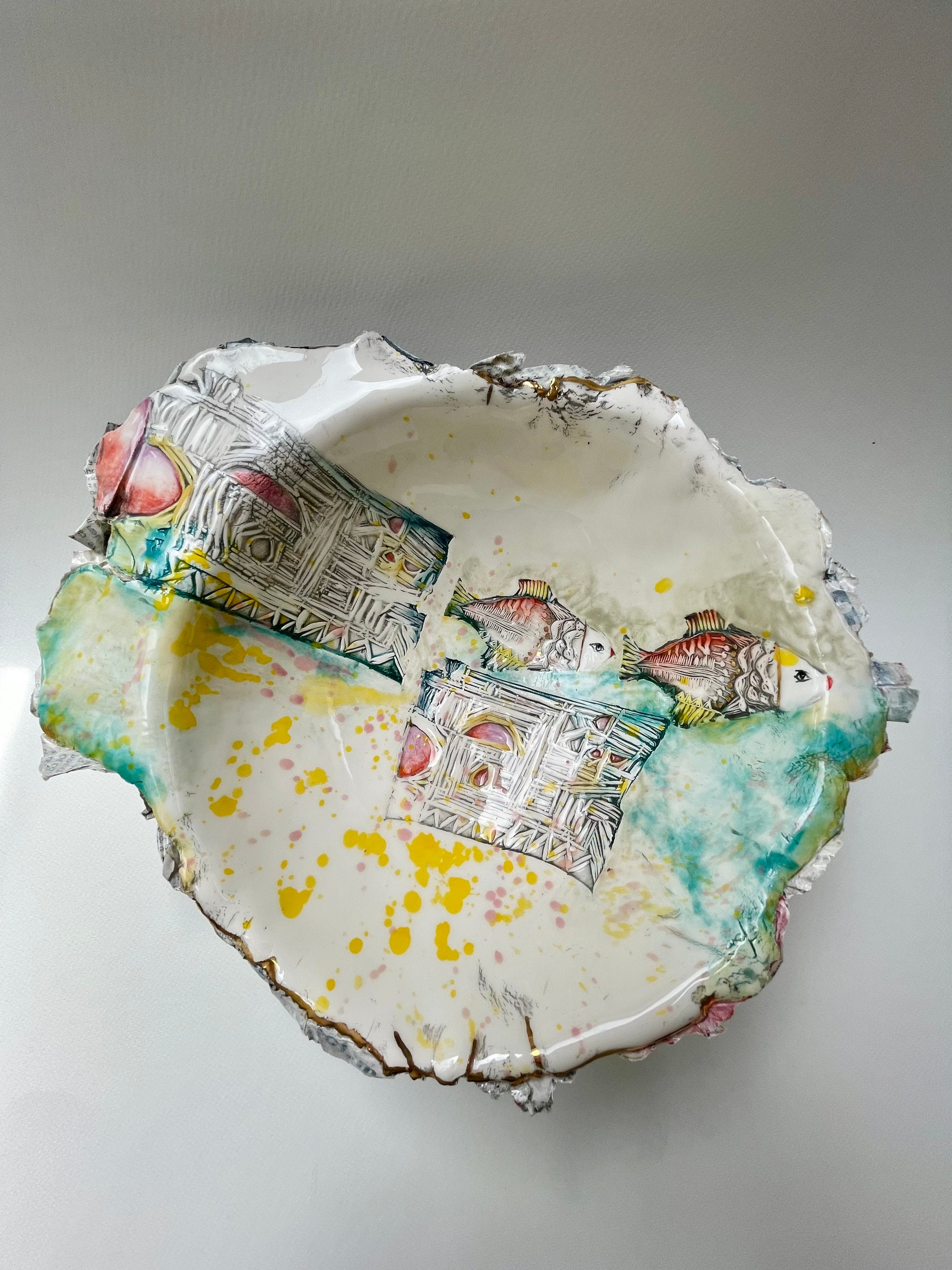 A Porcelain Bowl Hand Painted With Fish - Etsy