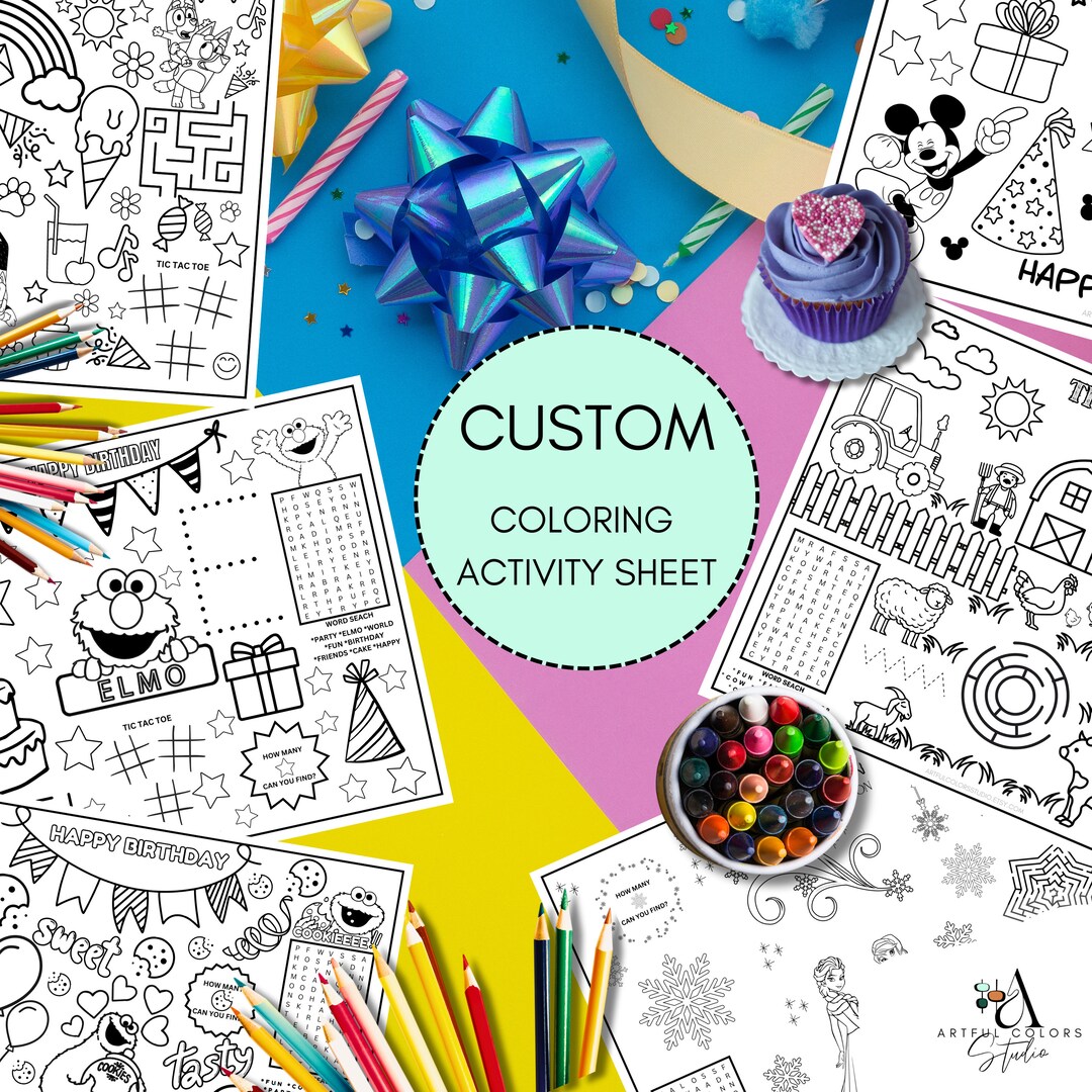 Custom Coloring Sheet Coloring Activity Page Coloring Activity for ...