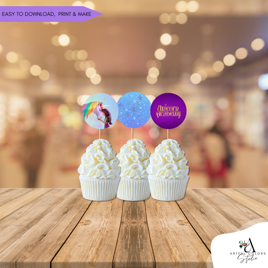 Unicorn Academy Cupcake Topper Unicorn Academy Birthday Unicorn Party ...