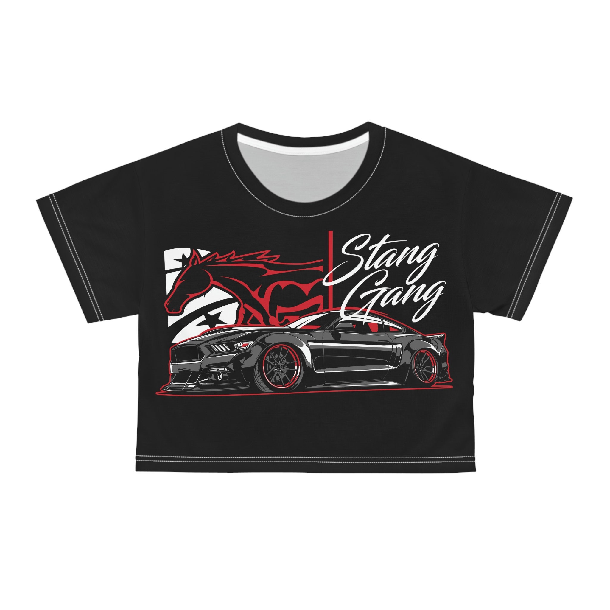 Mustang Muscle Car Crop Top, Black Cropped Tee, Car Enthusiast Shirt ...