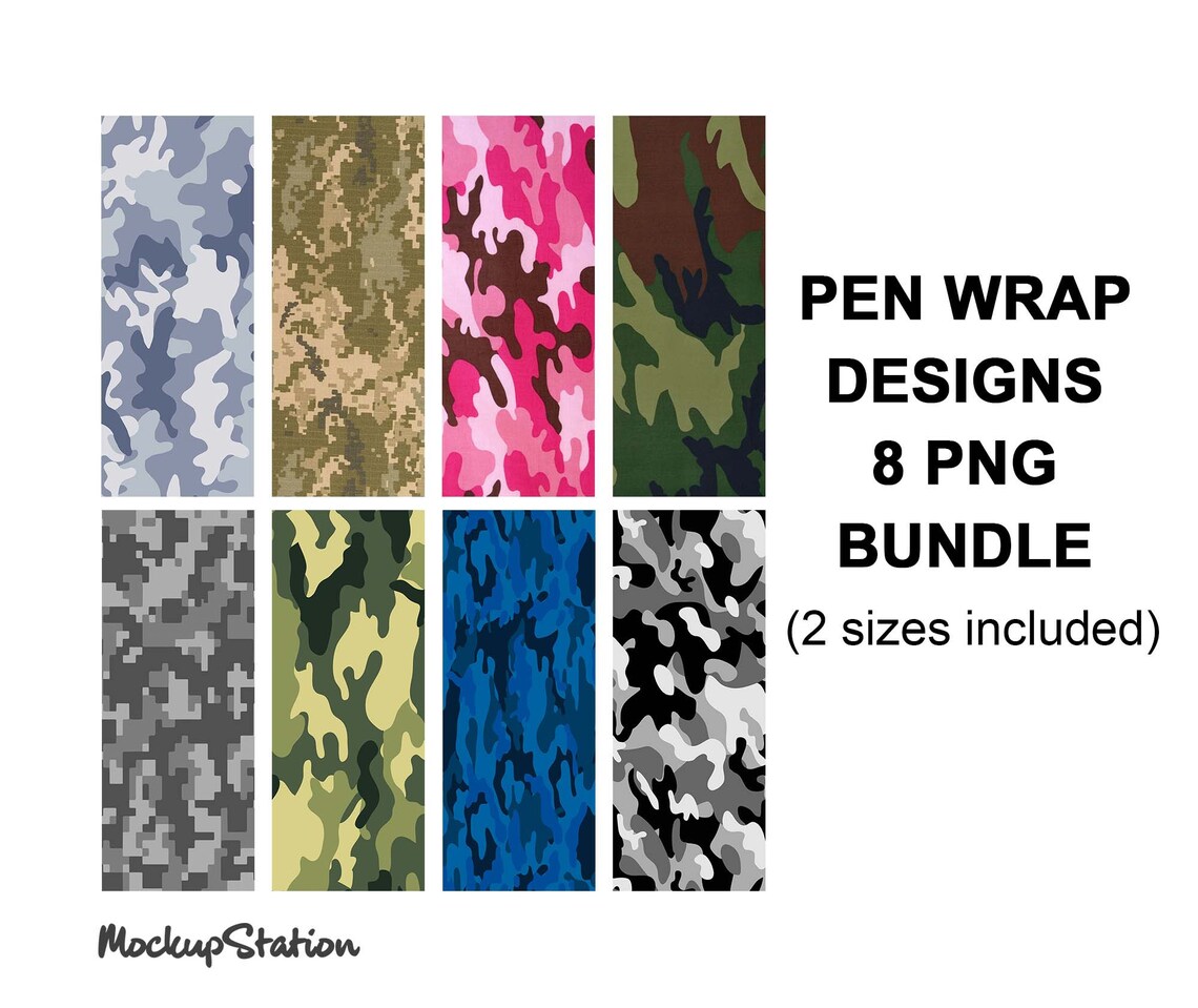 Camo Pen Wrap Sublimation Design Bundle, Military Waterslide for Epoxy ...