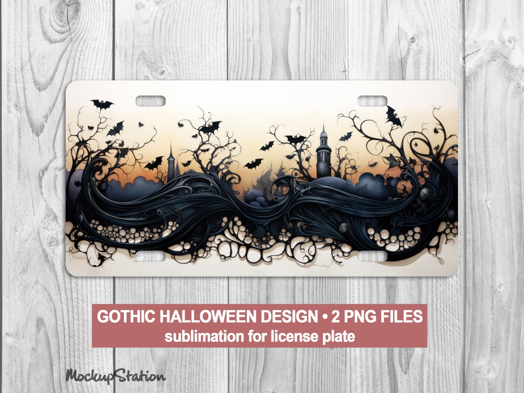 Halloween License Plate PNG | Gothic Spooky Bats Car Plate Art ...