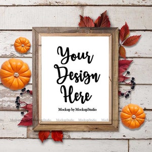Fall Frame Mockup Bundle, Halloween Wood Sign Mock up Set, Autumn ...
