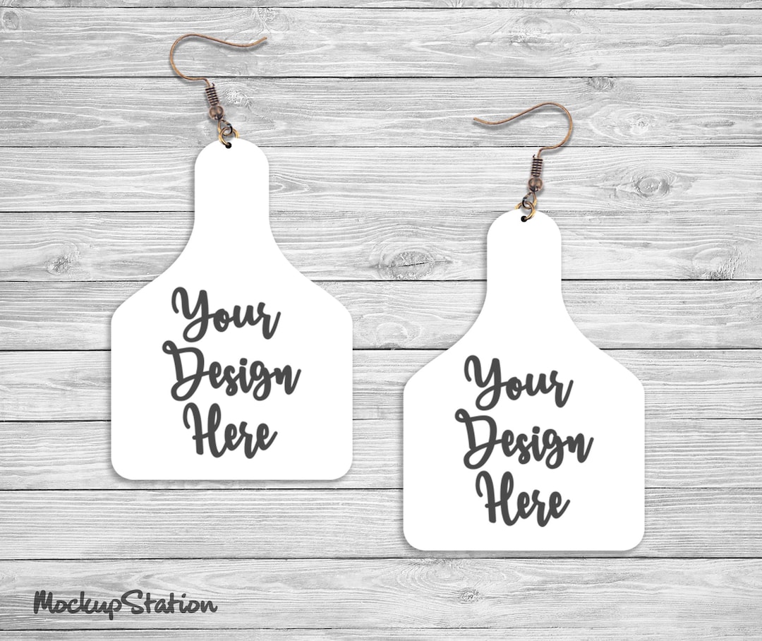 Cow Tag Earring Sublimation Mockup PSD File, Cattle Tag Display ...