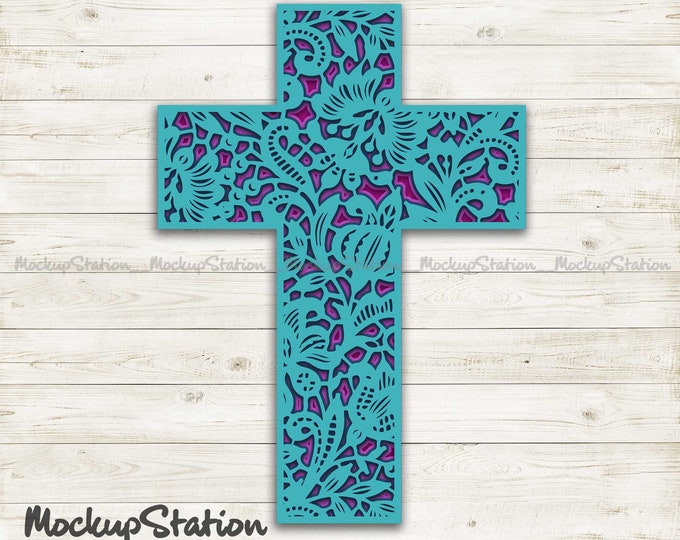 Cruz en capas SVG, mandala en capas dxf - Etsy México