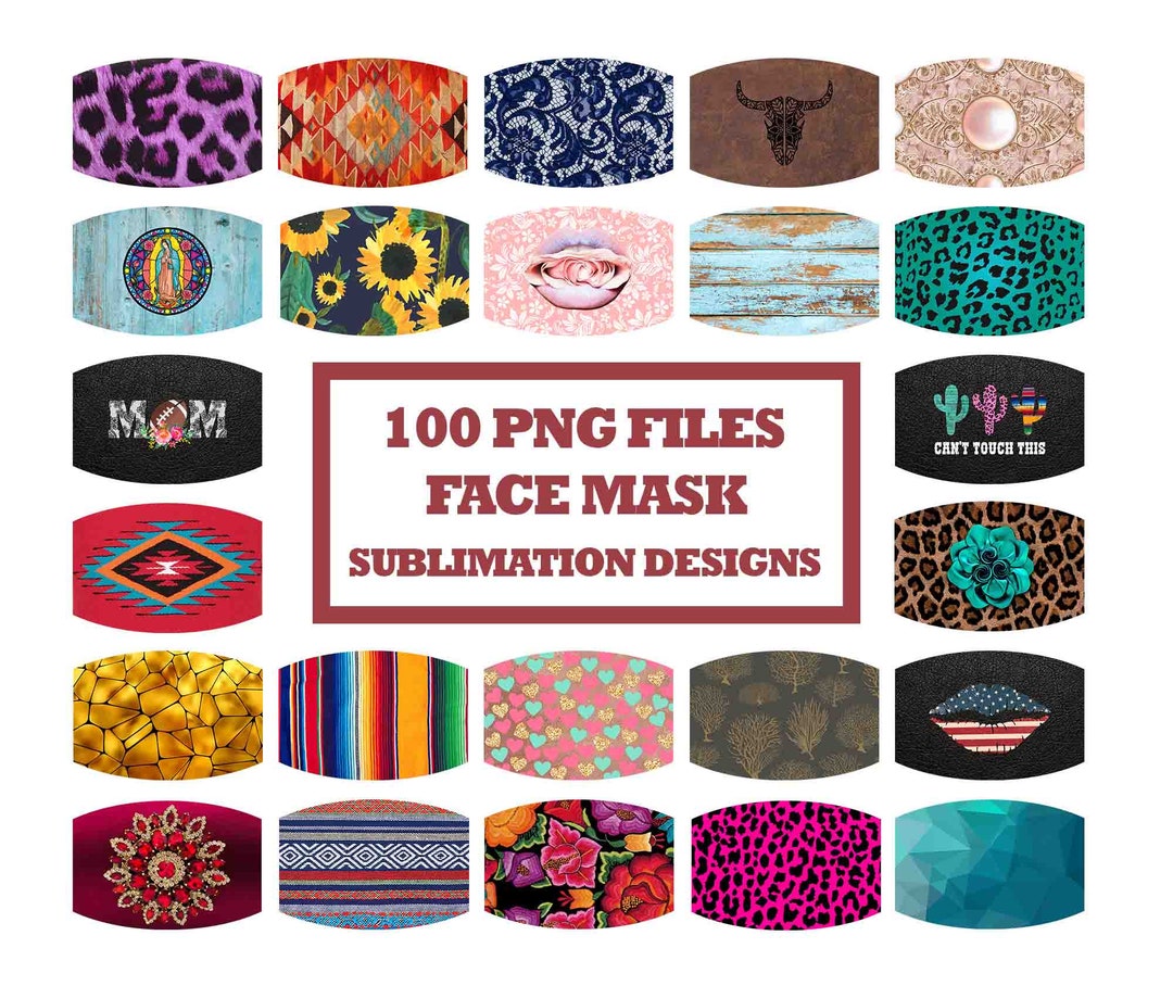 Face Mask Designs Bundle, Face Cover Sublimation PNG Clip Art Template ...