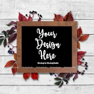 Fall Frame Mockup Bundle, Halloween Wood Sign Mock up Set, Autumn ...