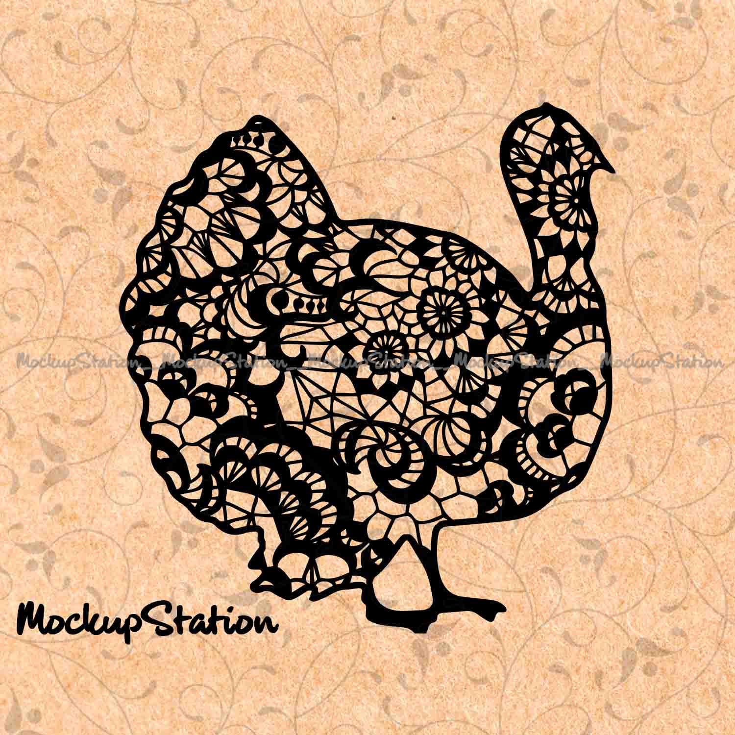 Turkey Floral Lace Mandala svg Zentangle Boho Fall Decor SVG | Etsy
