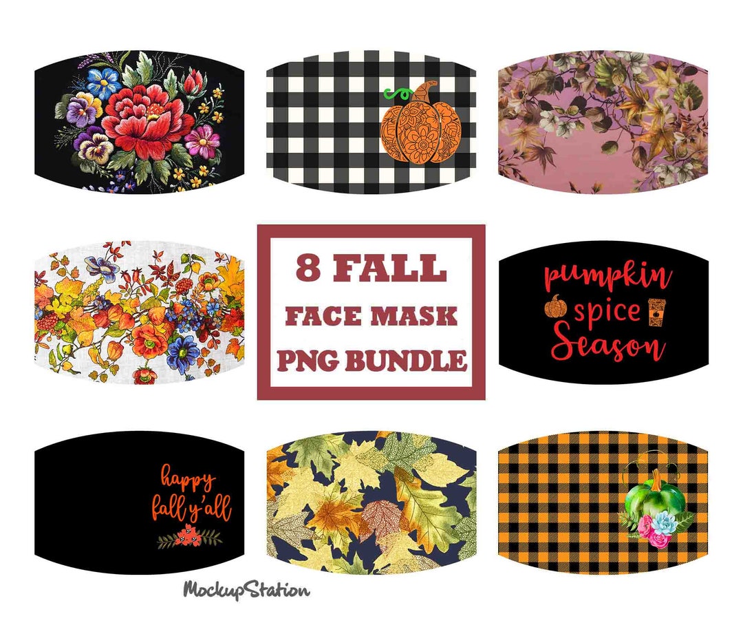 Fall Face Mask PNG Sublimation Designs Bundle, Pumpkin Autumn Face ...