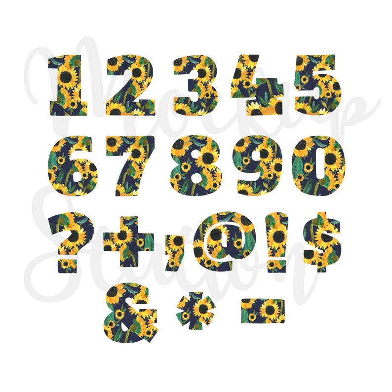 Sunflower Alphabet PNG Letters Numbers Sublimation Design | Etsy