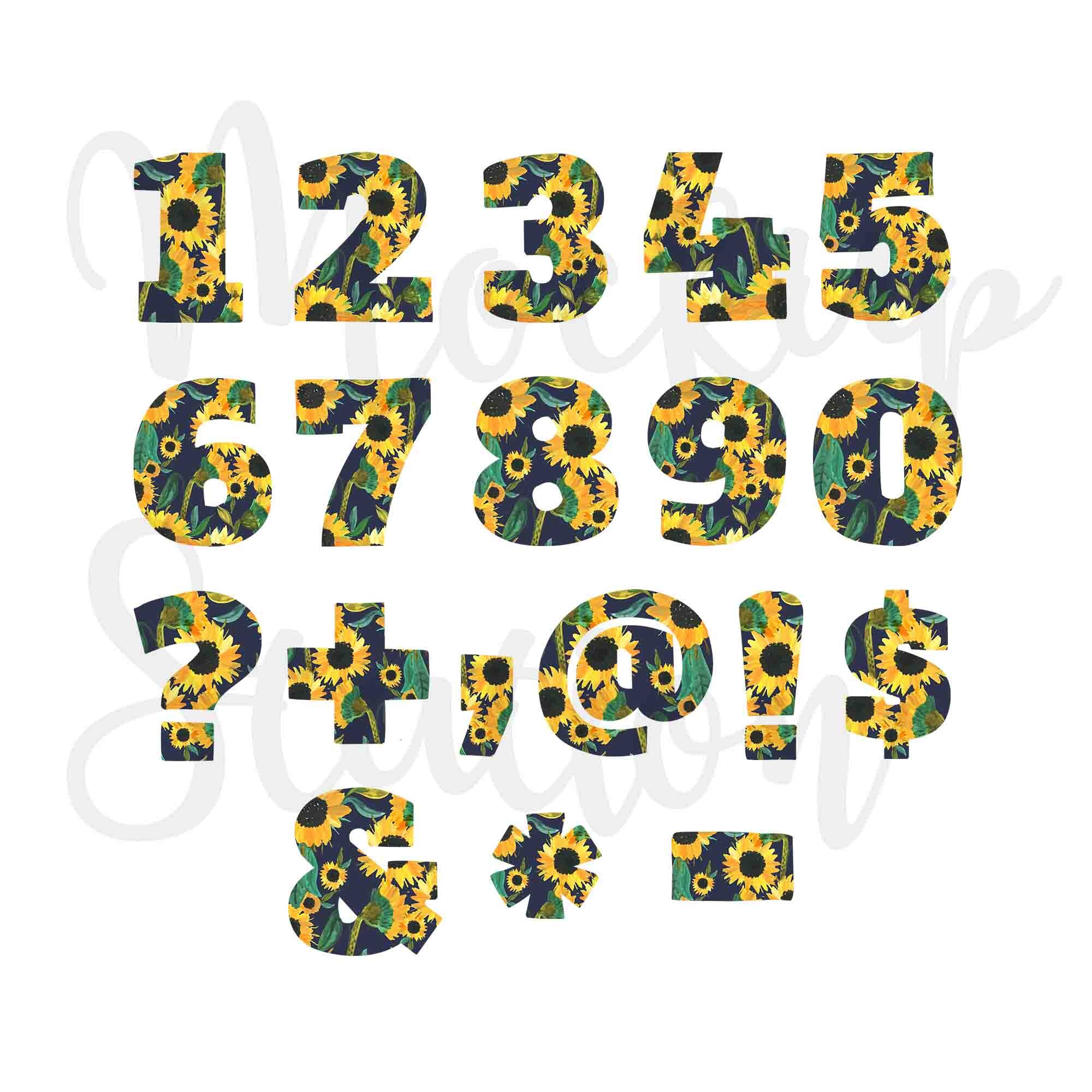 Sunflower Alphabet PNG | Letters Numbers Sublimation Design Clip Art ...