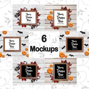 Fall Frame Mockup Bundle, Halloween Wood Sign Mock up Set, Autumn ...