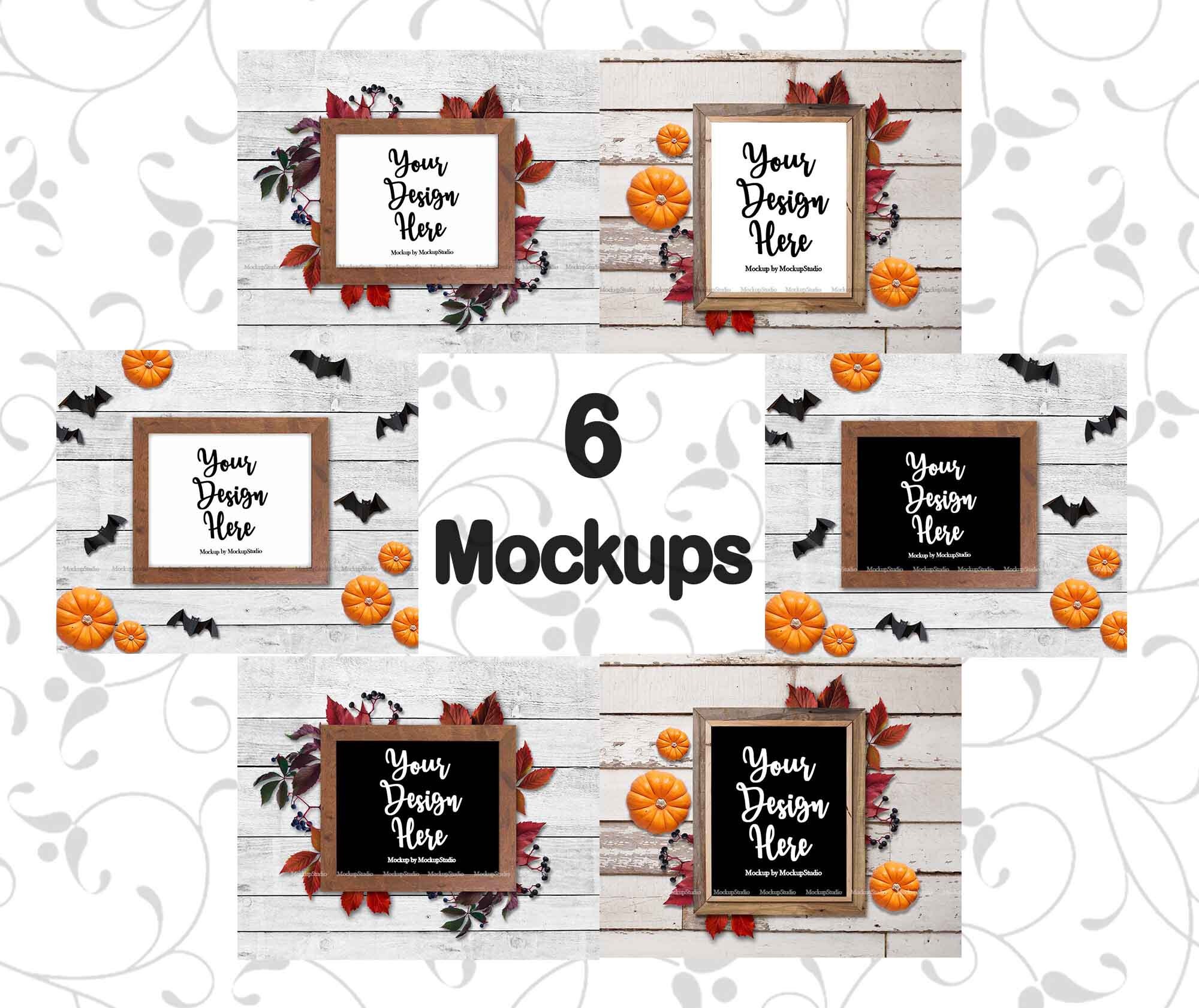 Fall Frame Mockup Bundle Halloween Wood Sign Mock Up Set | Etsy