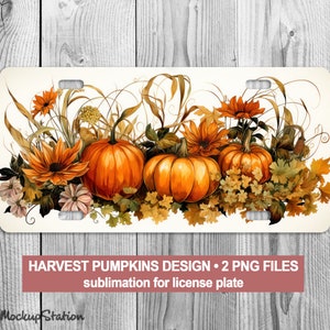 Pumpkins License Plate PNG Fall Thanksgiving Car Plate Art Sublimation ...