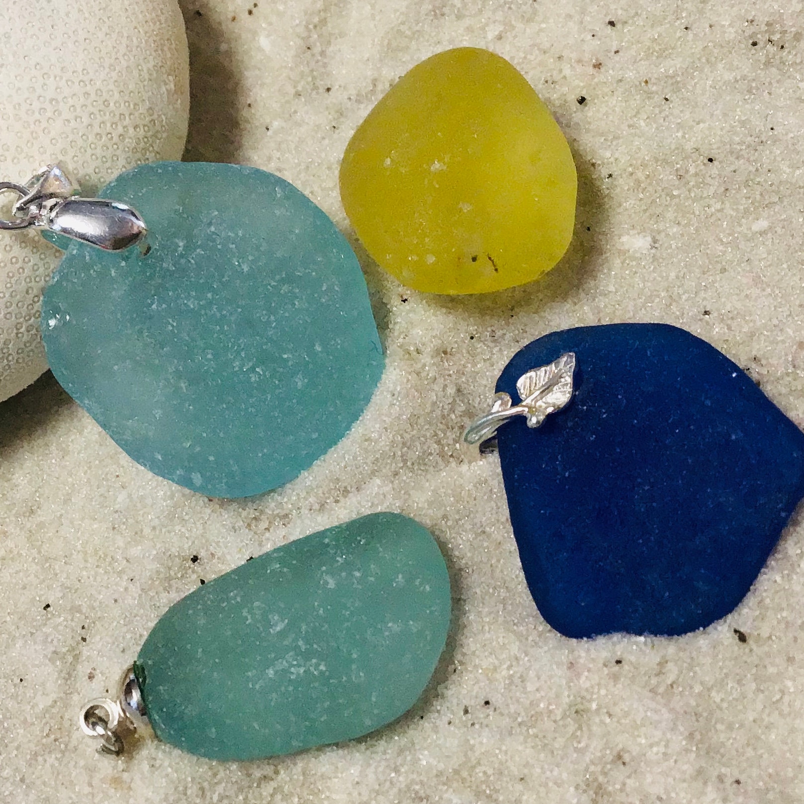 Genuine English Sea Glass From Seaham With Sterling Silver Figaro Chain ...