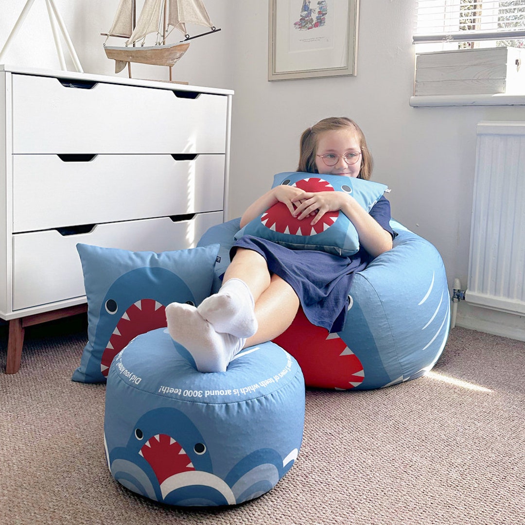 Shark Animal Character Printed Bean Bag Chairs Personalised Children's ...