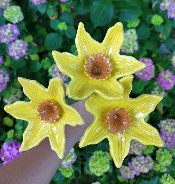 Daffodil Garden Ornament/pottery Daffodil Decoration/forever - Etsy