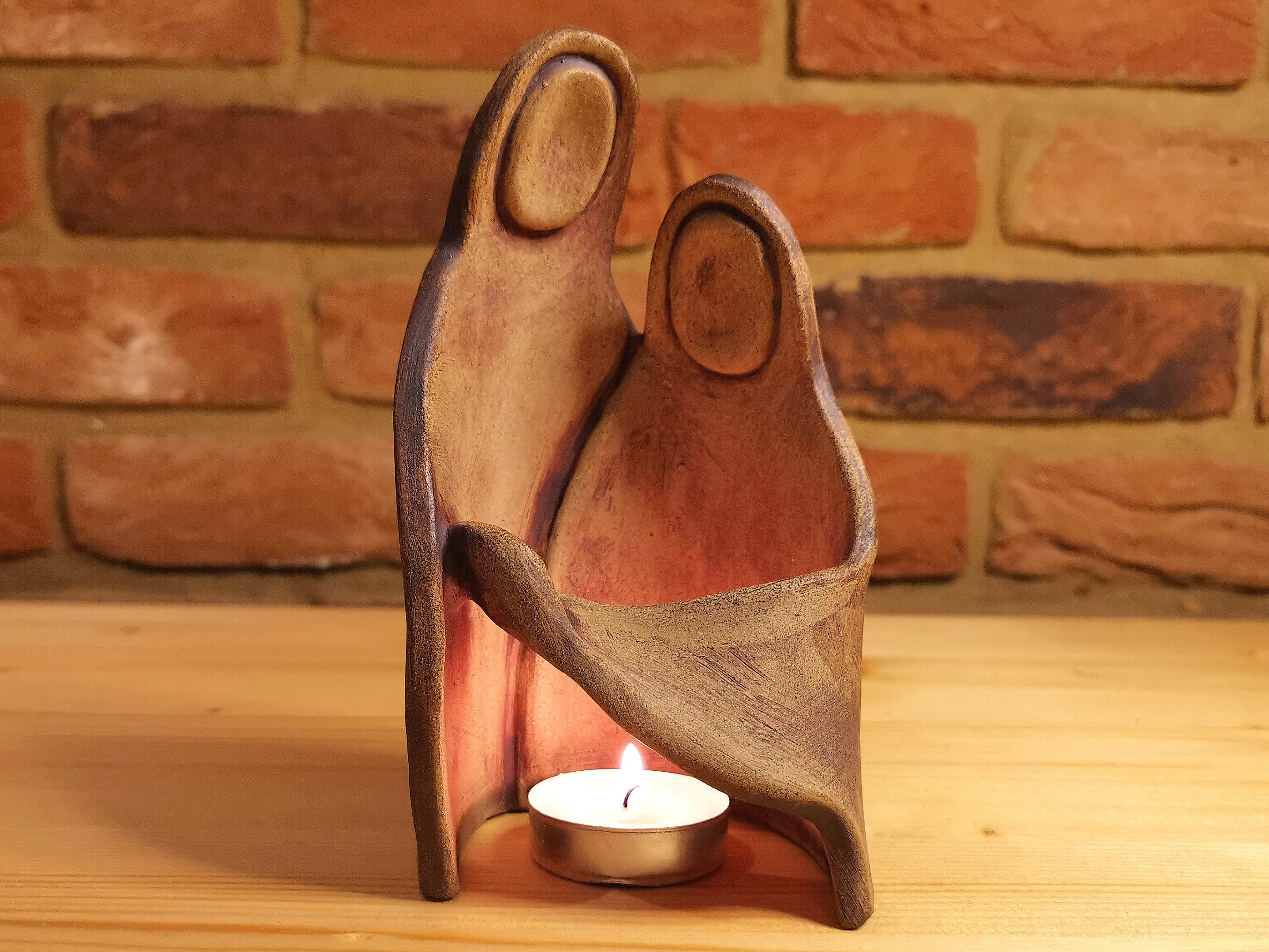 Pottery Holy Family Candle Holder/spiritual Tea Light Candle Holder ...