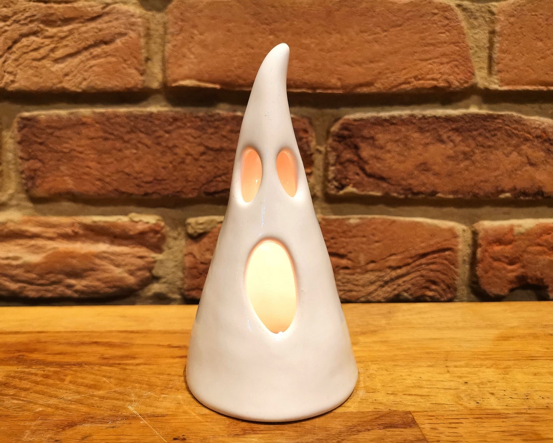 Ceramic Halloween Ghost Tea Light Candle Holder/ Halloween Ghost ...