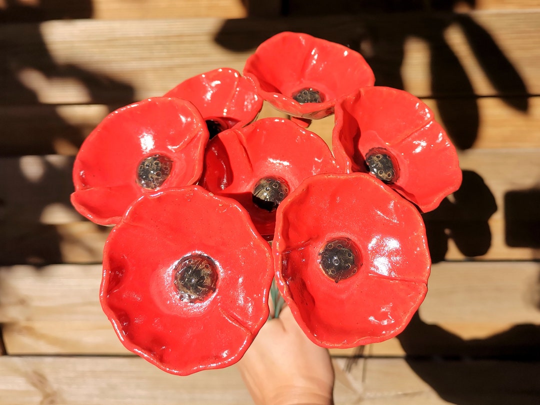 Ceramic Poppy Flower/remembrance Poppy Ornament/forever - Etsy